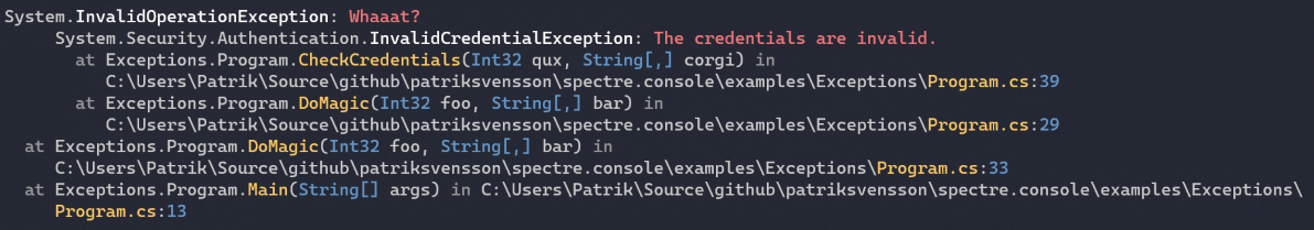 Spectre.Console - Exceptions